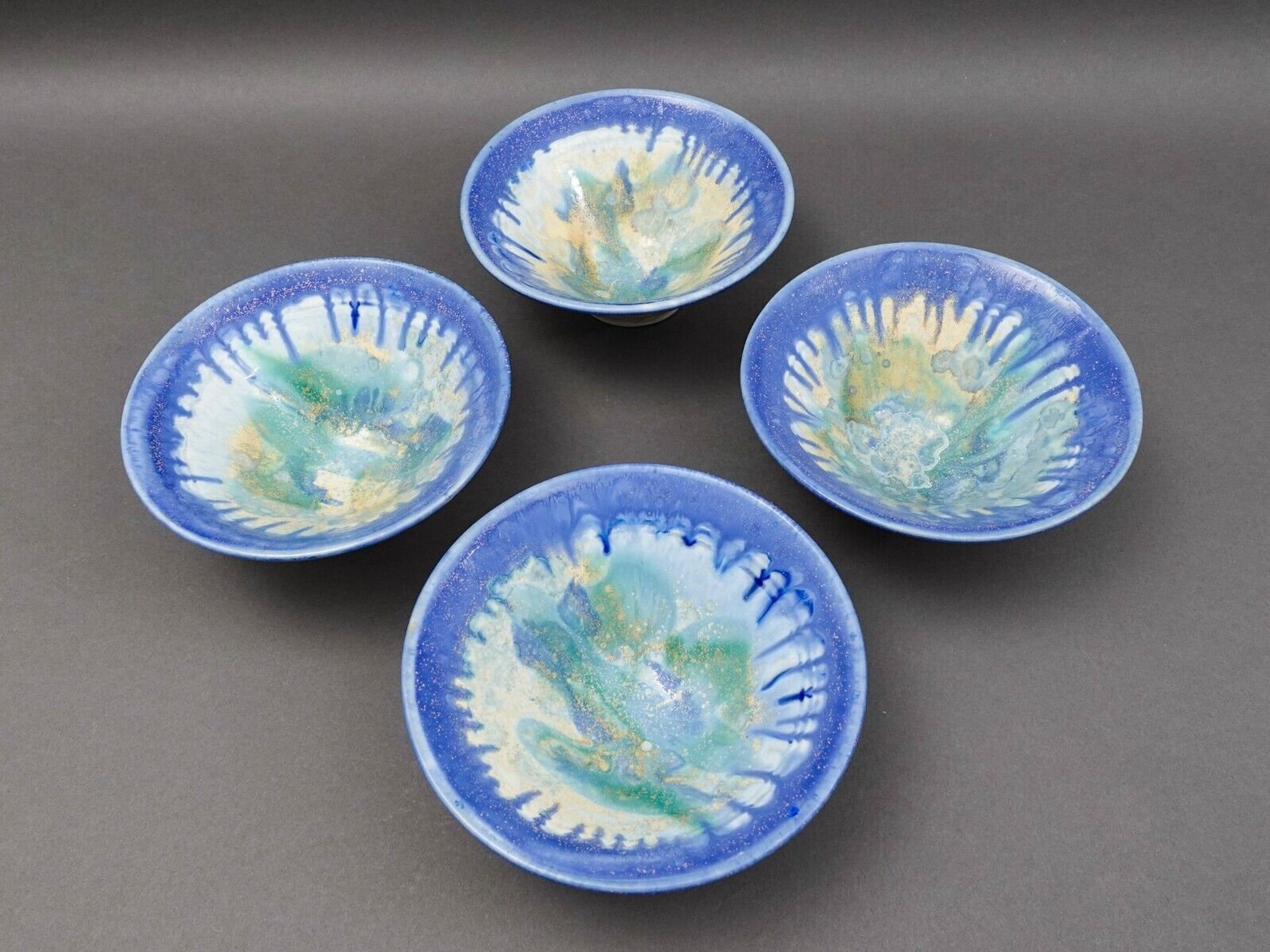 Edgecomb Potters Maine Blue Green Crystalline Glazed Art Pottery Bowl ...