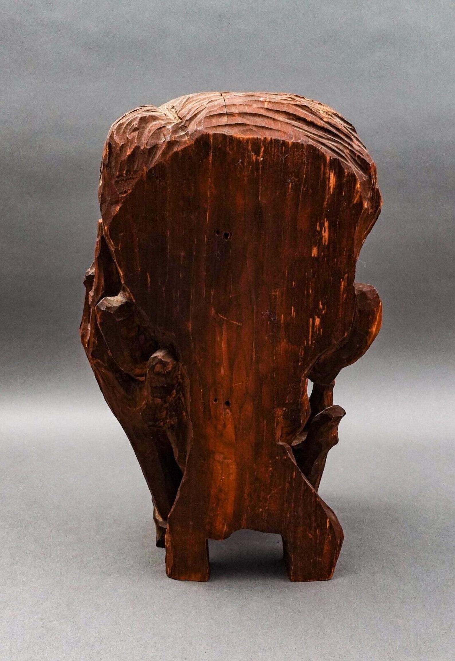 Emil Janel Sweden Signed Master American Wood Carver Large Face Figure ...