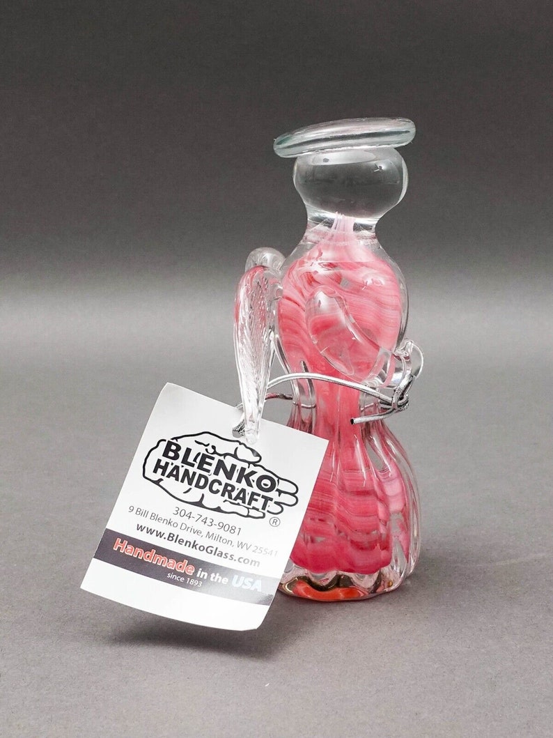 Blenko Angel Pink Swirl Hand Blown Art Glass Figurine Sculpture 5 3/8 ...