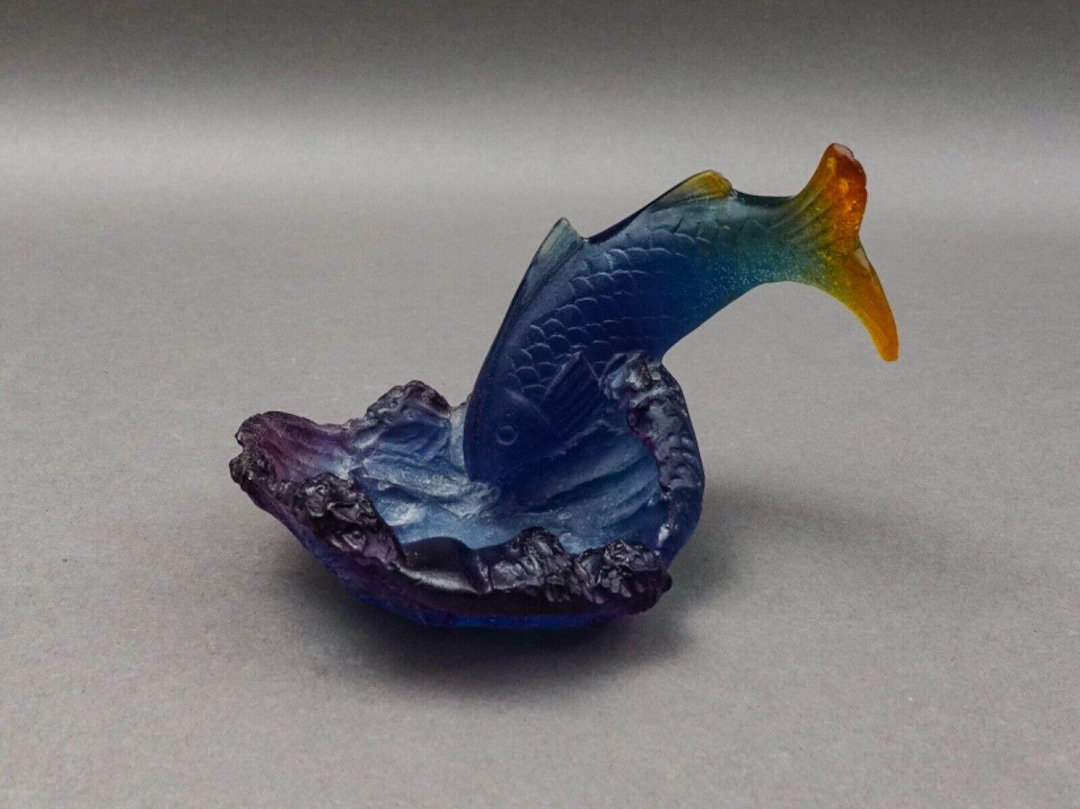 Daum France Signed Pate De Verre Fish Koi Art Glass Bowl Trinket Dish ...