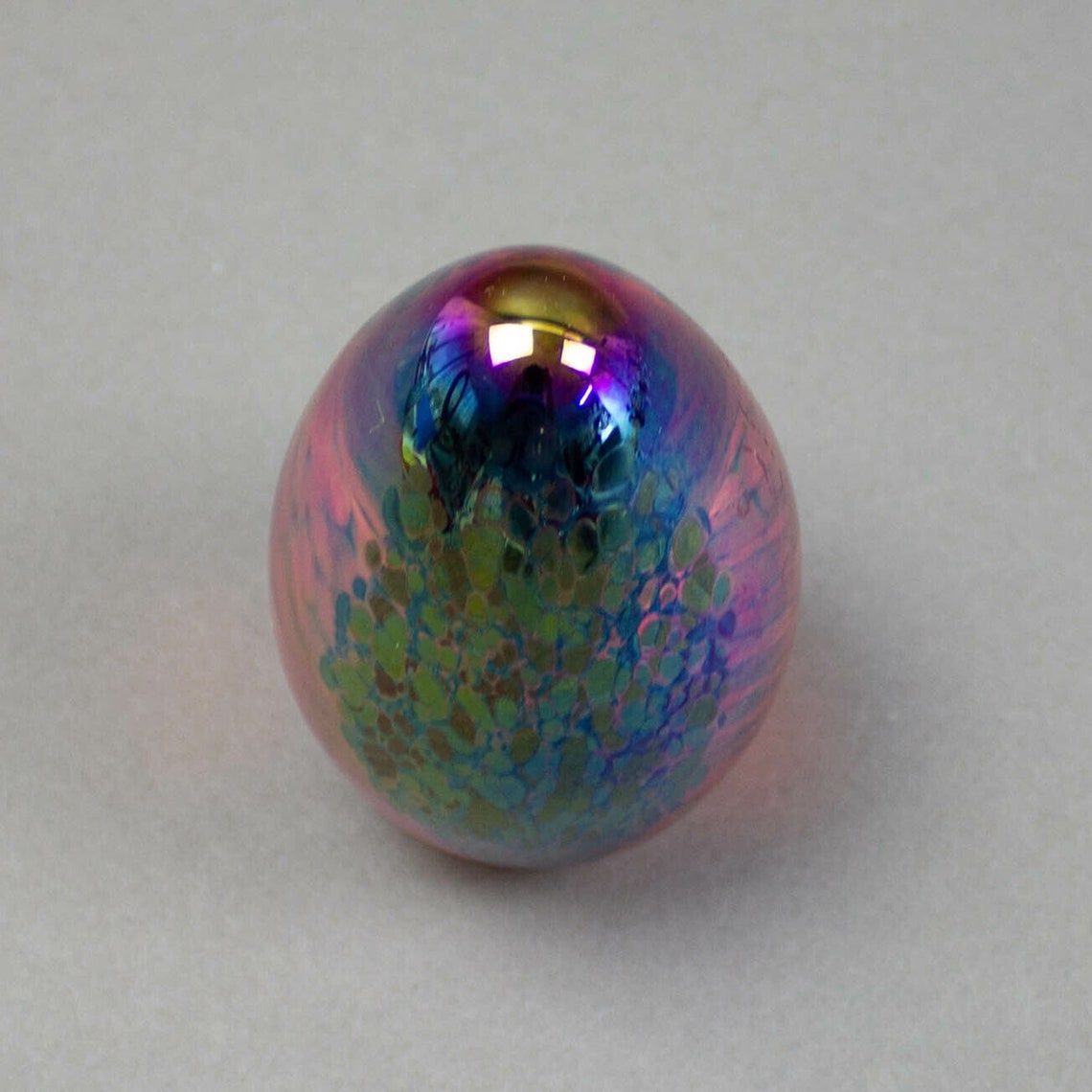 GES Glass Eye Studio Iridescent Egg Art Glass Paperweight 1994 - Etsy