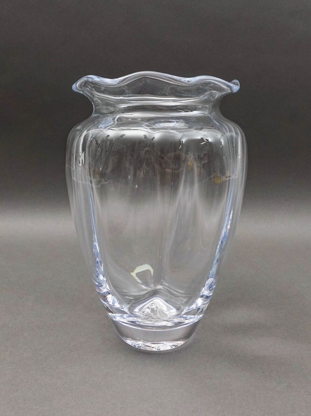 Simon Pearce Crystal Chelsea Hand Blown Optic Cinched Glass Vase Ruffle ...
