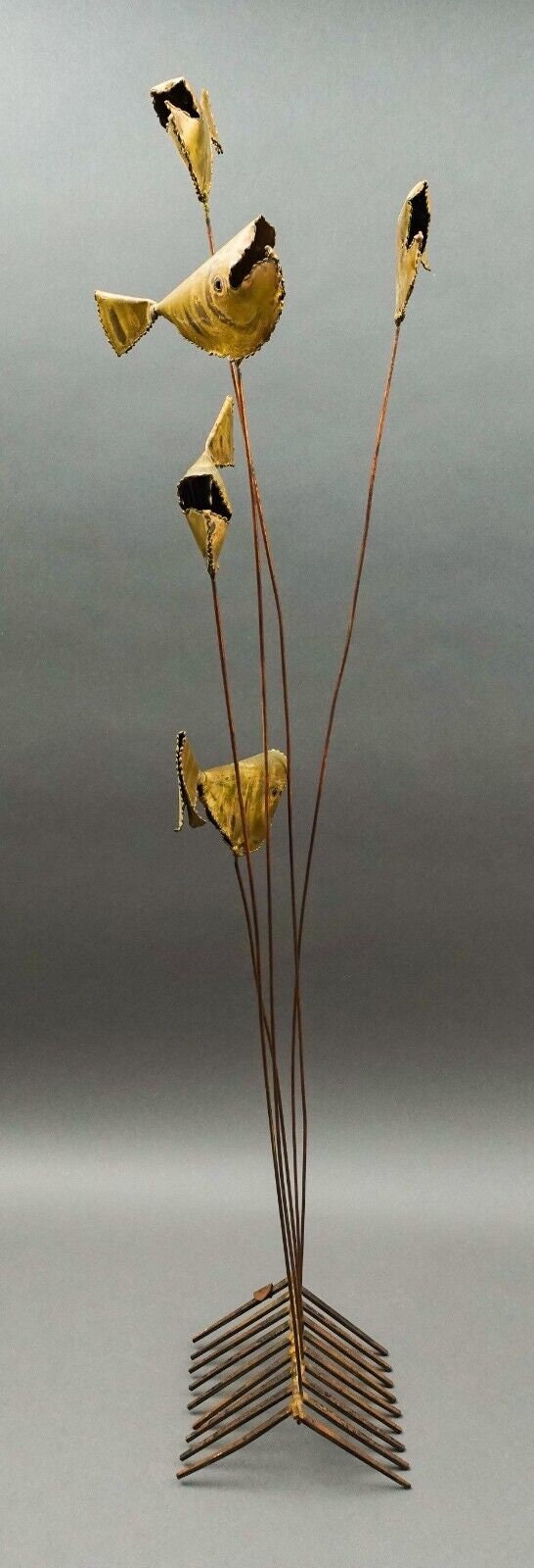 Degroot Brutalist MCM Mixed Metal Brass Copper Iron Kinetic 5 Fish ...