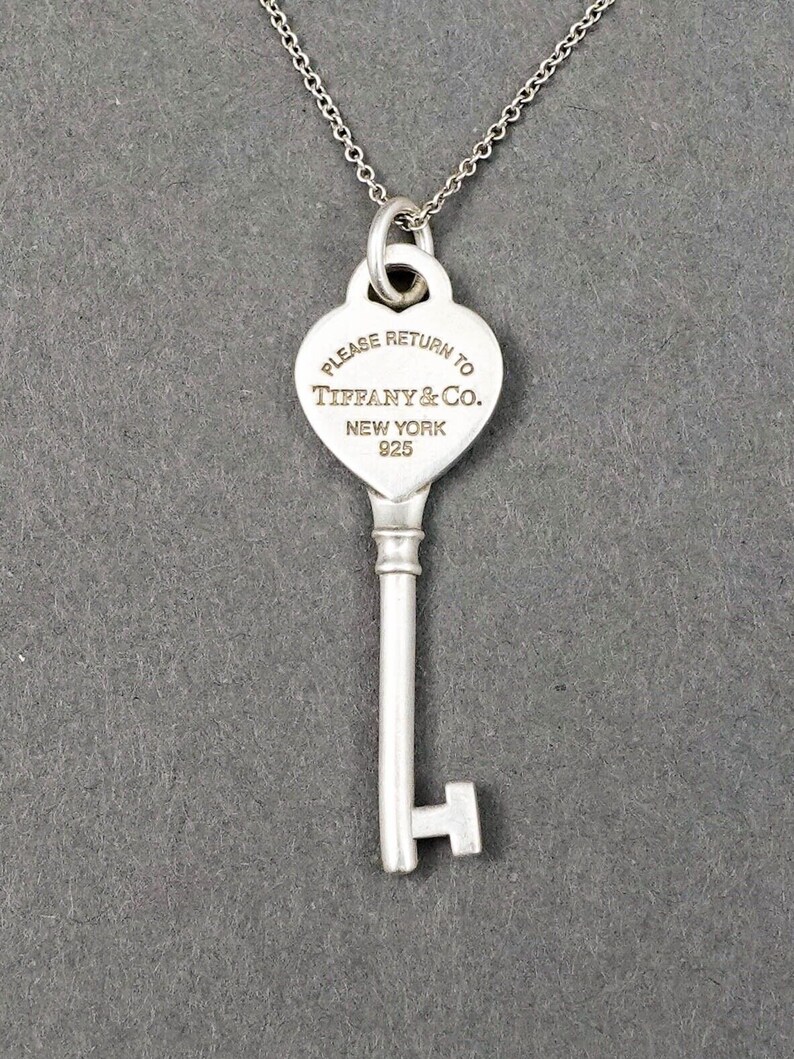 Tiffany & Co. 925 Sterling Silver Return to Tiffany Necklace Heart Key Pendant - Etsy