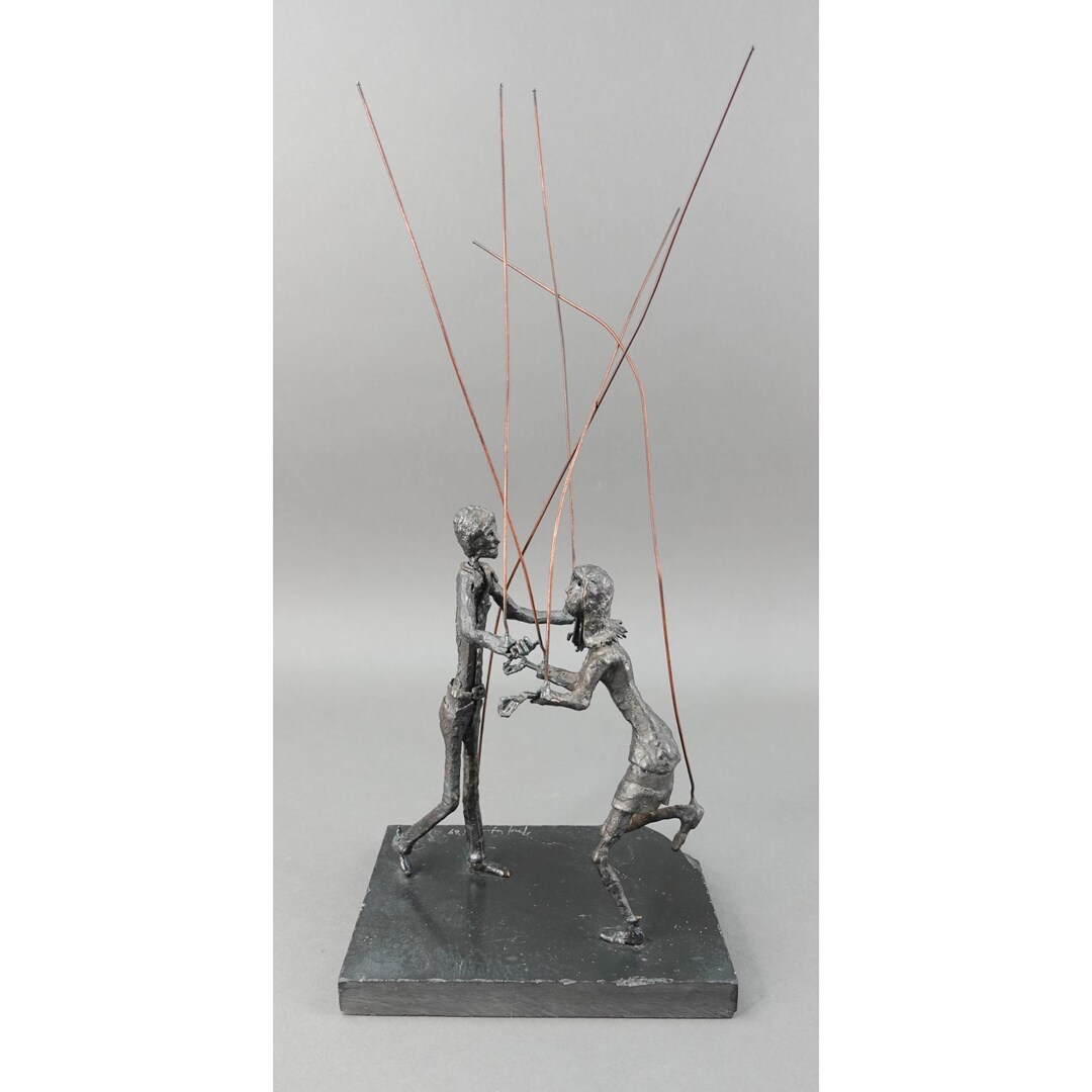 Fred Wertlieb 1969 Signed MCM Brutalist Metal Copper String Puppet ...