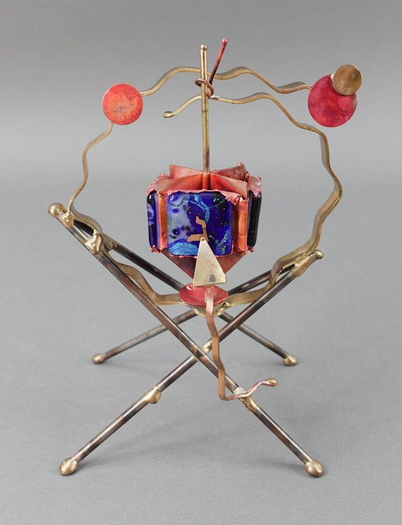 Gary Rosenthal Mixed Metal Spinning Art Glass Dreidel Judaica Hanukkah ...