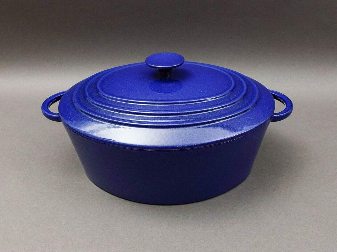 Staub France Basix #31 Blue Enamel Cast Iron Oval Dutch Oven Casserole ...