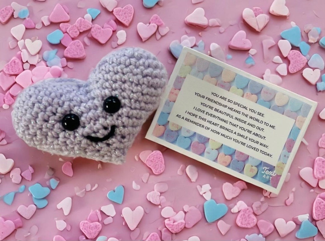 Crochet Heart With Friend Poem Card - Galentine's Day Gift - Etsy