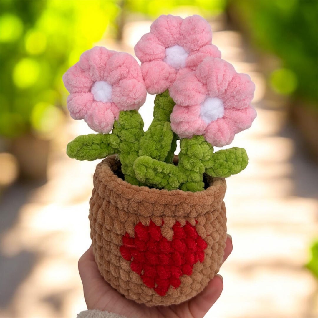 Crochet Flowers in a Pot Plushie: Handmade, Valentine’s Day Gifts - Etsy