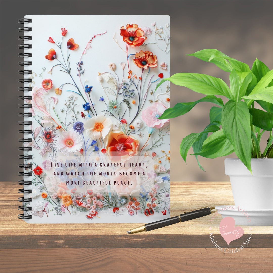 Cottagecore Flowers Journal | Wildflowers Faux Embroidery | Gift for ...