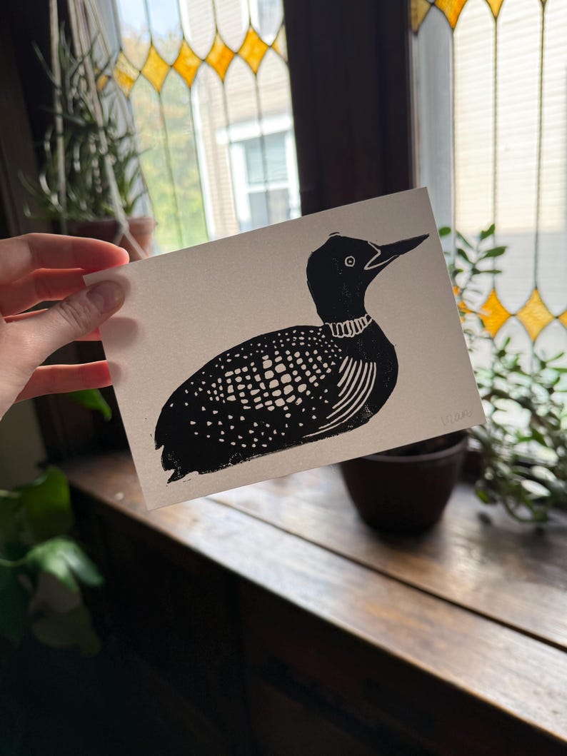 Loon Linocut Print - Etsy