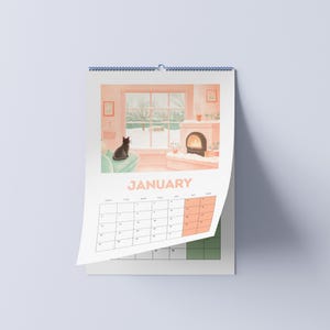 2025 Cat Wall Calendar: Cozy Feline Art (A3 Printable) - Etsy