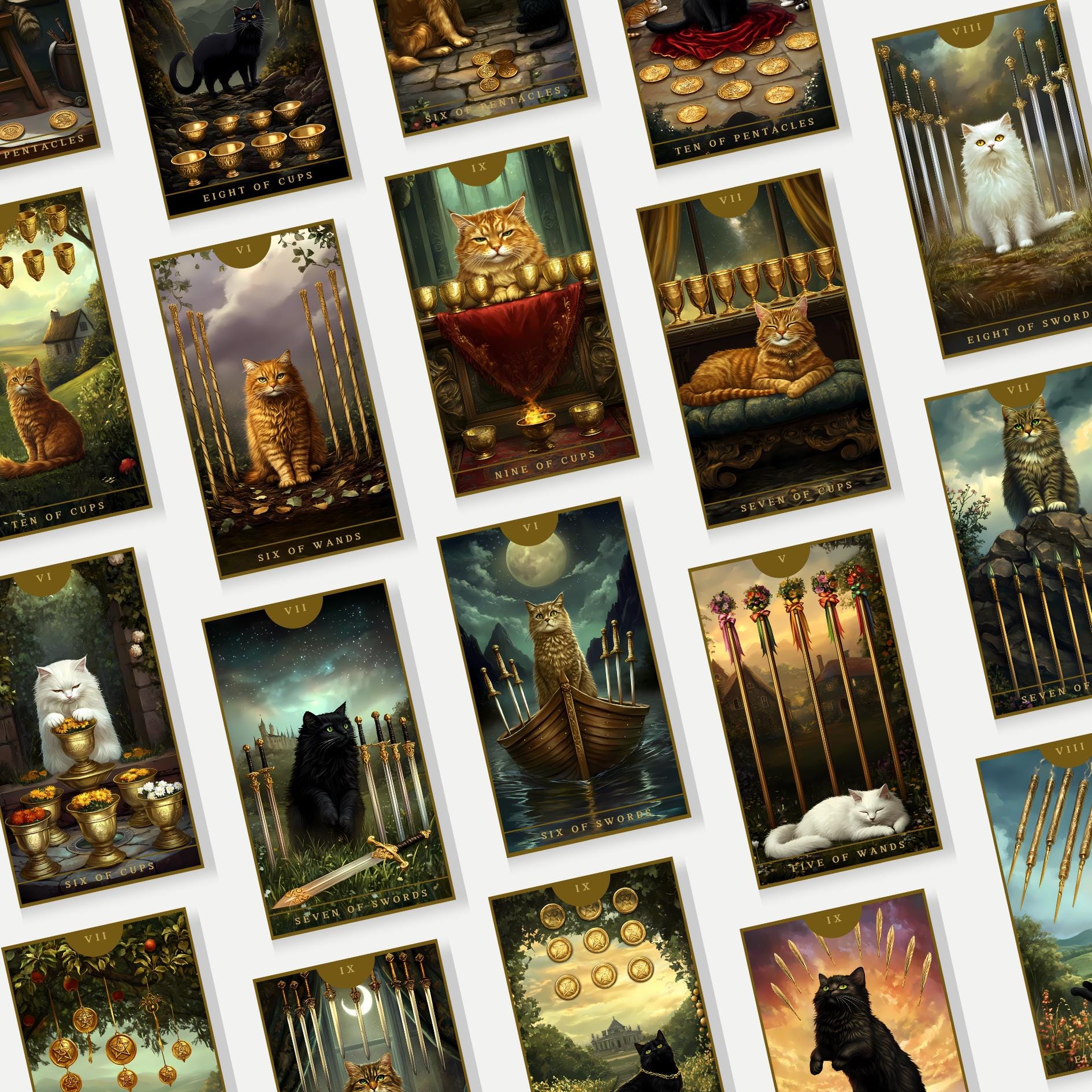 78-cat Tarot Cards | Digital Tarot Cards | Tarot Cards Print | Tarot ...