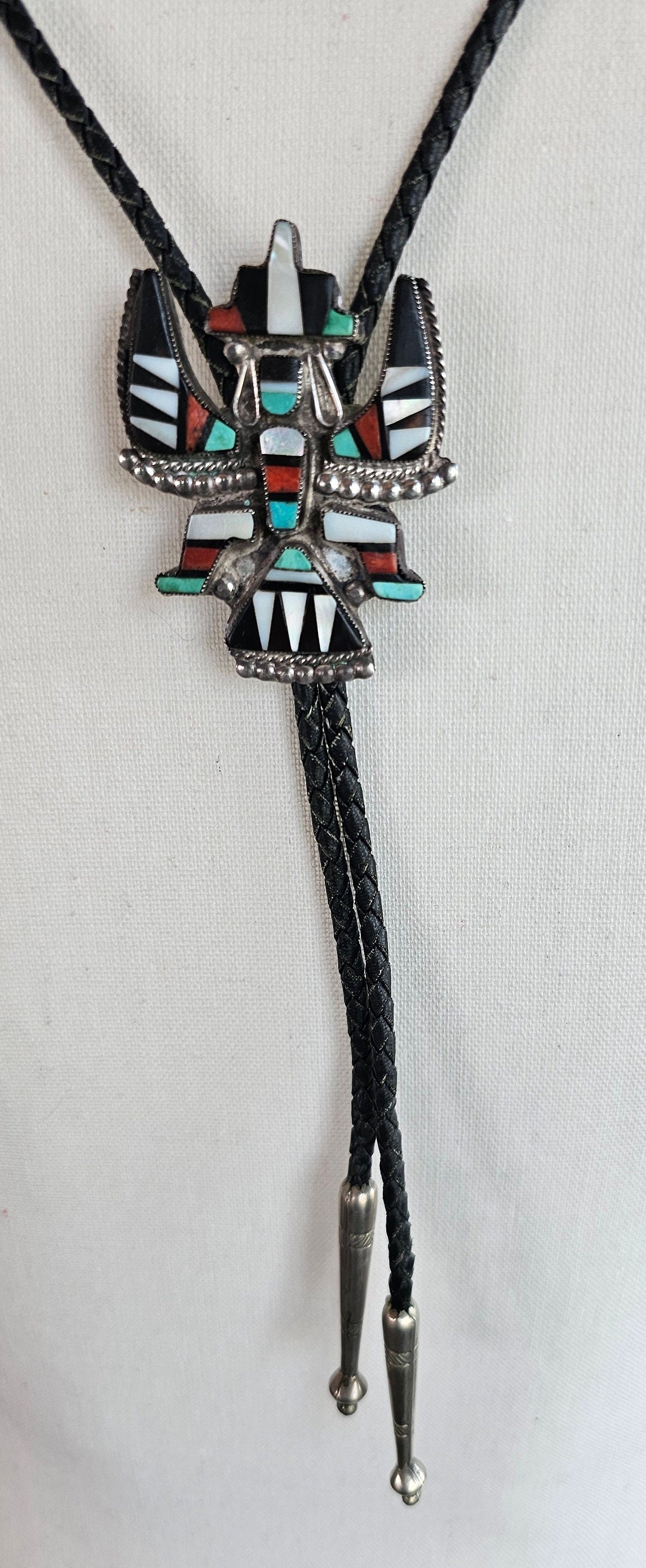 Old Pawn Zuni Inlay Knife Wing Bolo Tie - Etsy