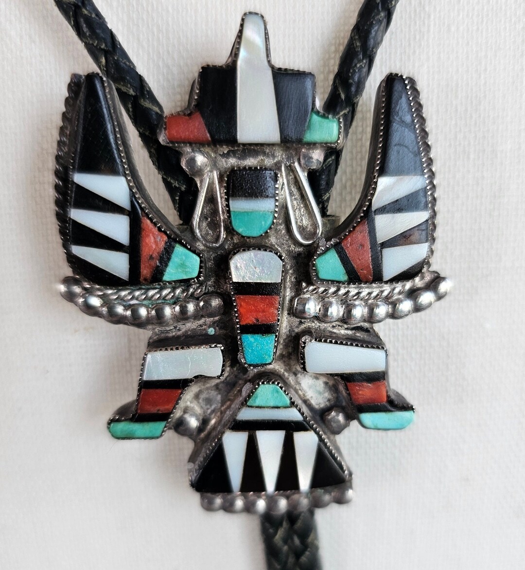 Old Pawn Zuni Inlay Knife Wing Bolo Tie - Etsy