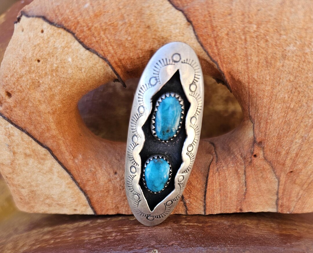 Very Vintage Shadow Box Turquoise Ring - Etsy