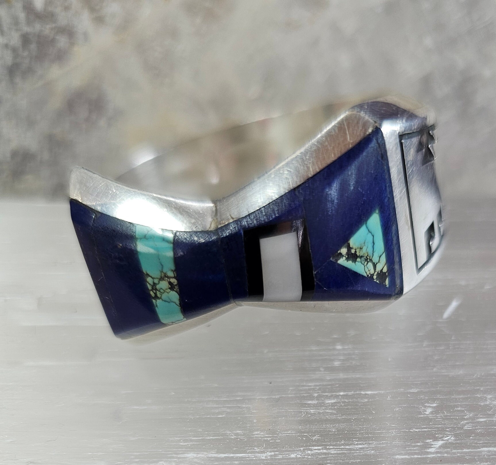 A Larry Castillio Inlay and Stamped Silver Creation in a Cuff - Etsy