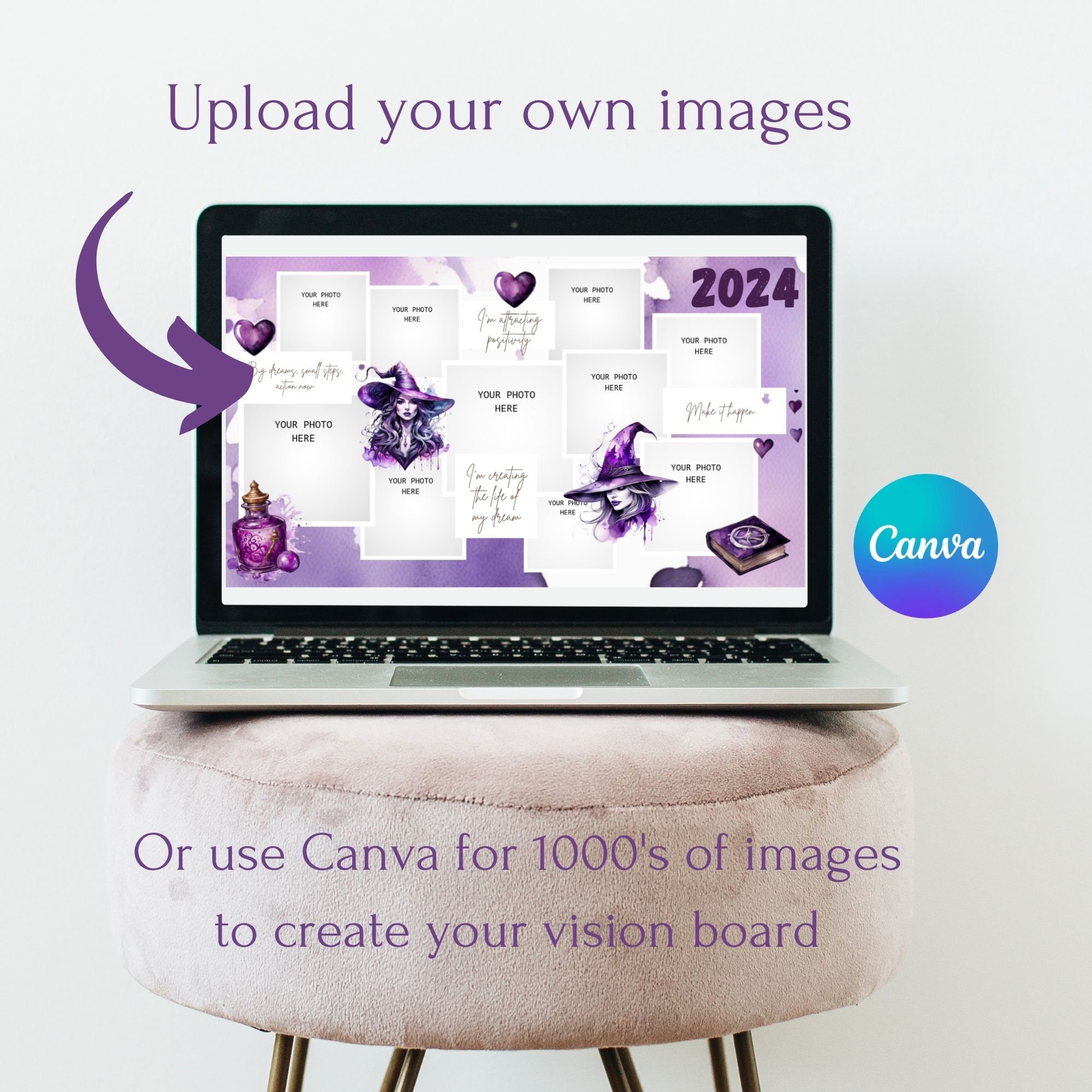 Editable Vision Board Template. Purple Witch Vision Board. Magic Vision ...