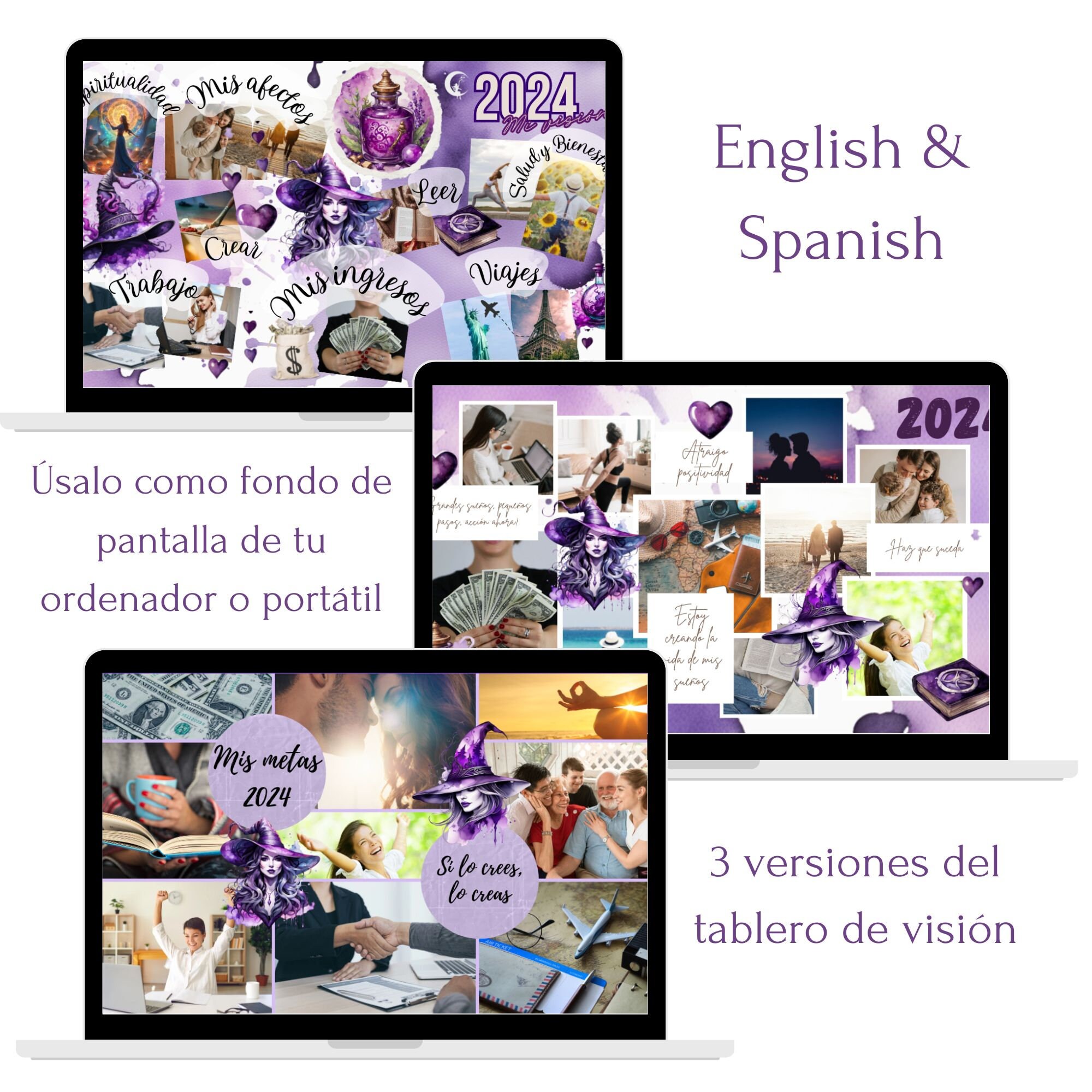 Editable Vision Board Template. Purple Witch Vision Board. Magic Vision ...