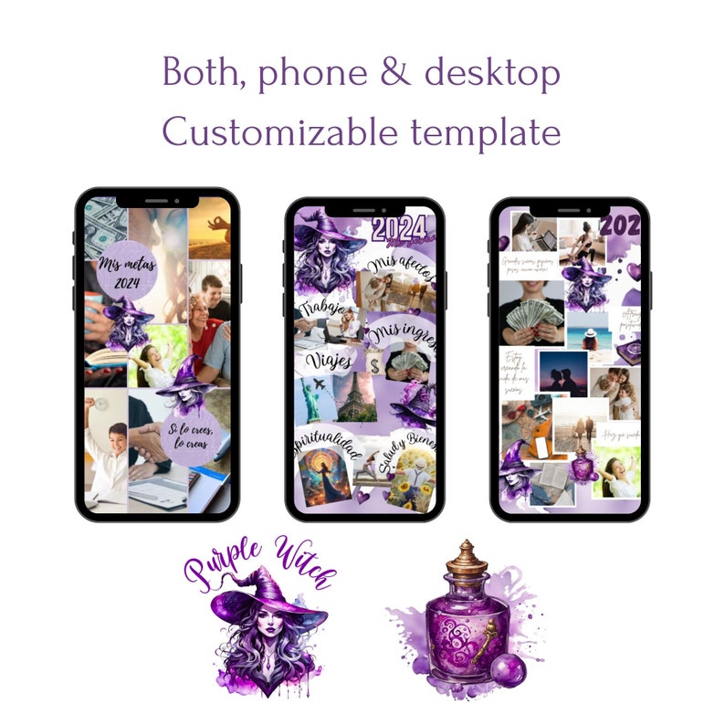 Editable Vision Board Template. Purple Witch Vision Board. Magic Vision ...