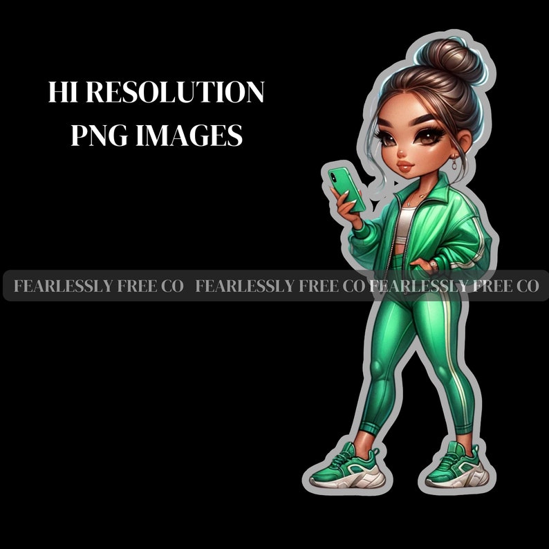 High Resolution Clip Art PNG Bundle Digital Stickers Trendy Chibi Woman ...