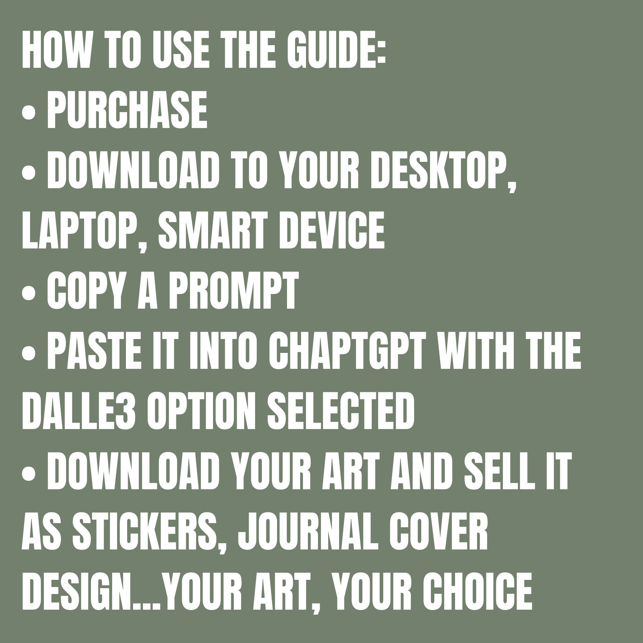 Dall-e 3 & Chatgpt V.4 AI Art Prompt Guide - Etsy