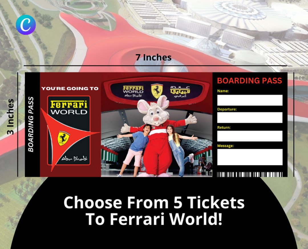 5 Custom Ferrari World Trip Gift Ticket Vacation Ticket Instant ...