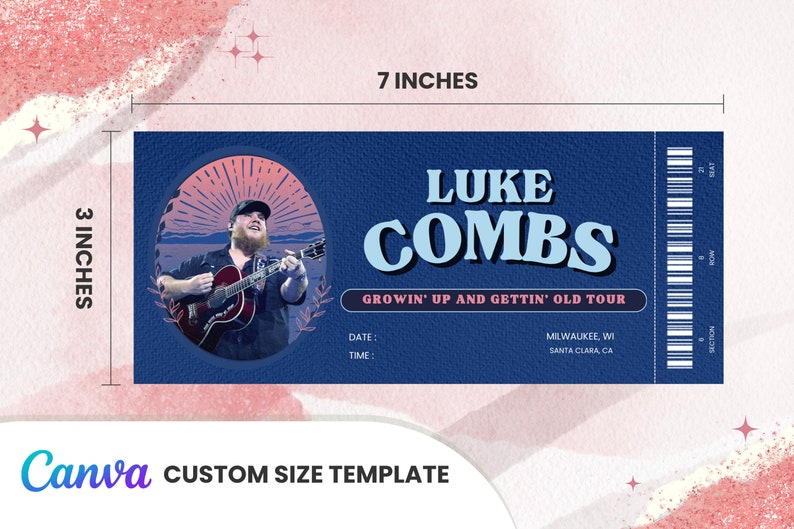 5 X Luke Combs: Growin up and Getting Old Tour Ticket Template ...