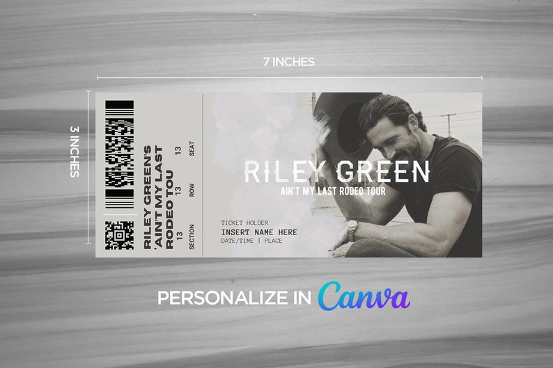5 X Riley Green aint My Last Rodeo Tour Ticket Template 2024 Editable ...