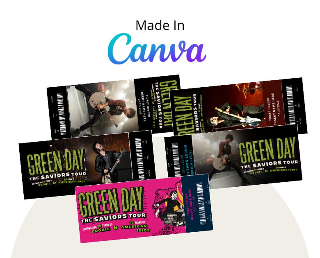 5 X Green Day: the Saviors Tour Ticket Template Personalized, Editable ...