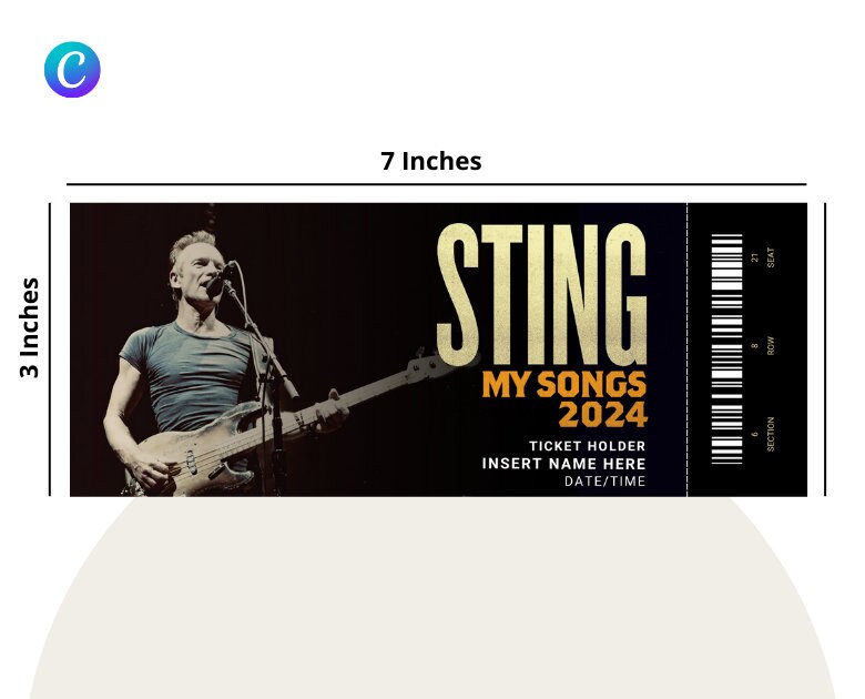 5 X Custom Sting My Songs 2024 Tour Ticket Template Personalized ...