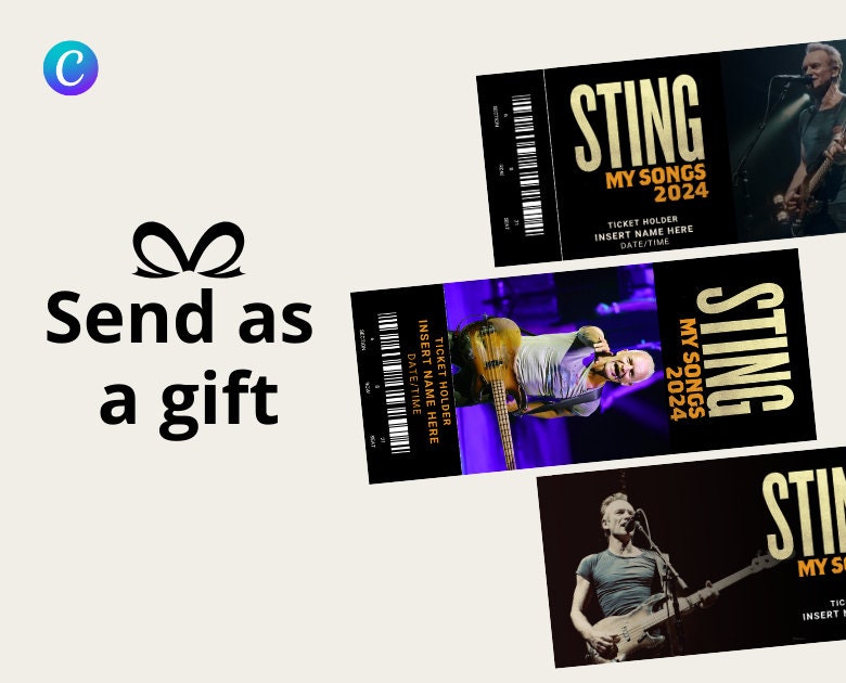 5 X Custom Sting My Songs 2024 Tour Ticket Template Personalized ...