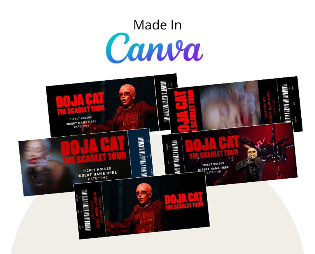 5 X Custom Doja Cat the Scarlet Tour Ticket Template Personalized ...