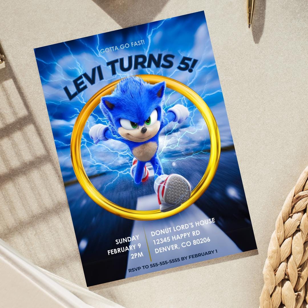 Sonic the Hedgehog Editable Birthday Invitation Digital Party Invite ...