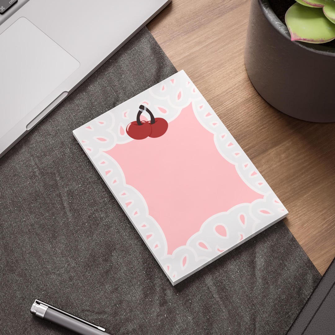 50 Pages Lace Note Pads Kawaii to Do Memo Pad Cherry Note Pad for ...