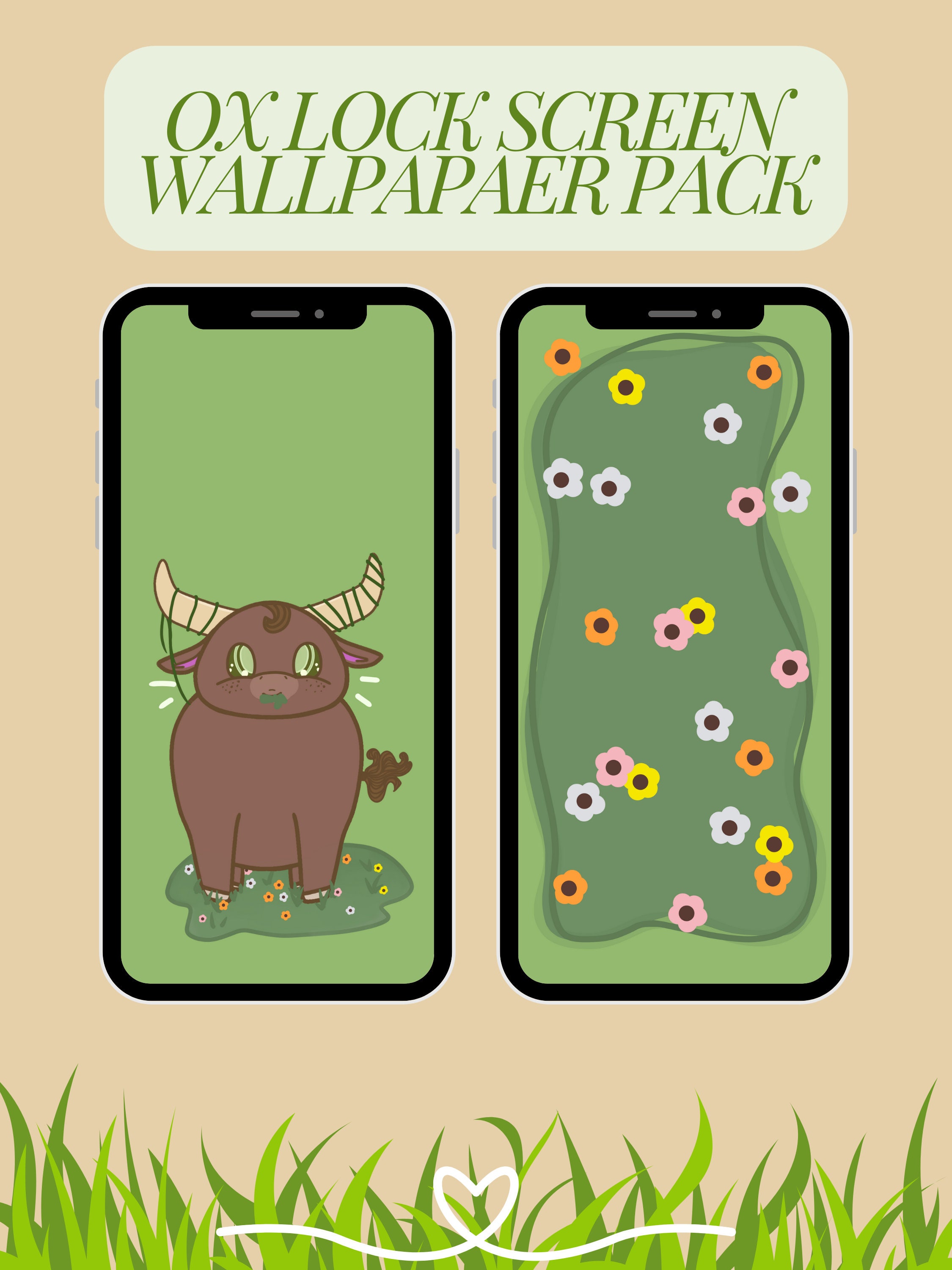 Grassy Ox Lockscreen Pack Wallpaper Wallpapers for Phone Green Earthy ...