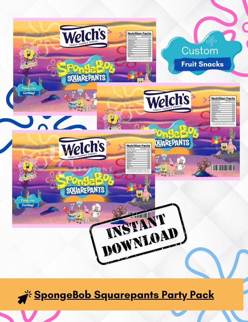 Spongebob Party Favor Bundle - Etsy