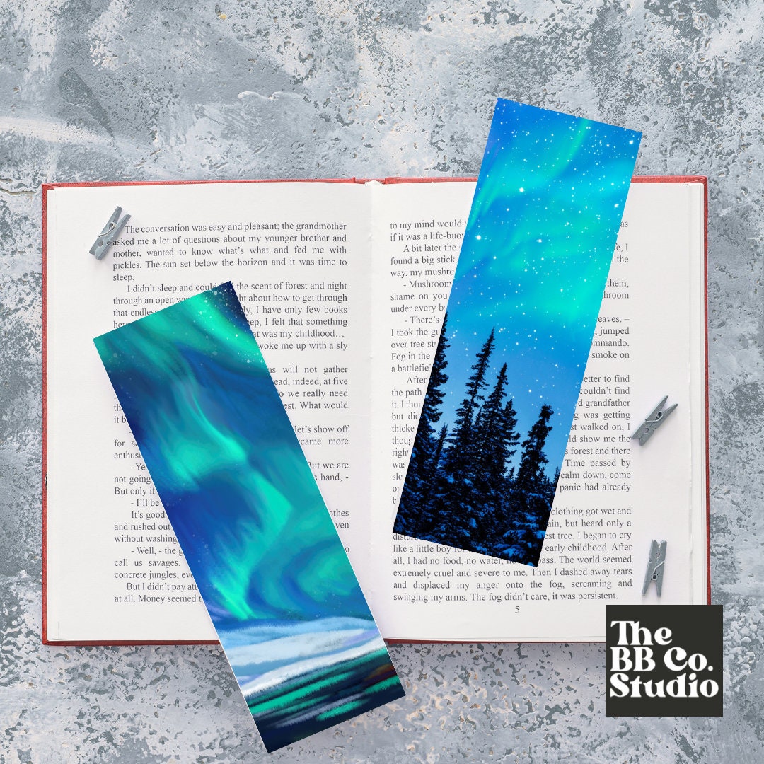 Starry Night Northern Lights Printable Bookmark Bundle Print Bookmarks ...