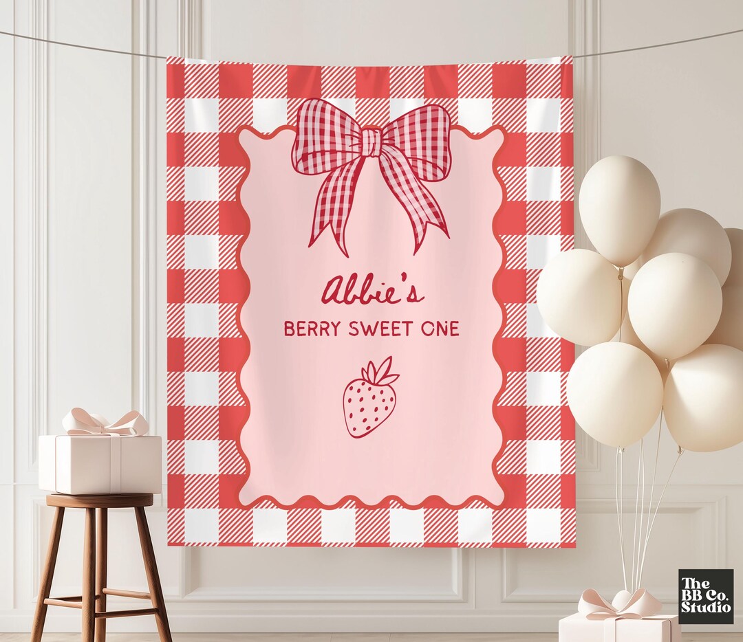 Personalized Berry Sweet One Birthday Banner, Custom Name Birthday ...