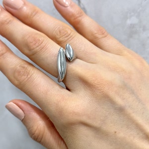 Silver Abstract Geometric Ring Stainless Steel Ring Wrap Ring Chunky ...