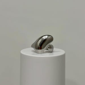 Silver Geometric Ring Abstract Chunky Ring Statement Ring Stainless ...