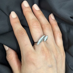 Silver Abstract Geometric Ring Stainless Steel Ring Wrap Ring Chunky ...