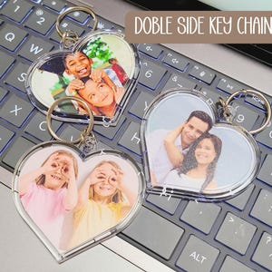 Custom Photo Keychain, Heart Keychain, Picture Keychain Gift for Family ...