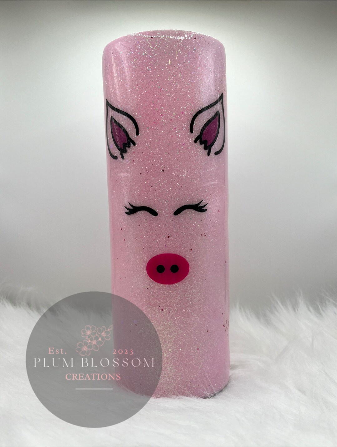 Pink Glitter Pig Face Epoxy Tumbler | Double Wall Insulated | Includes ...