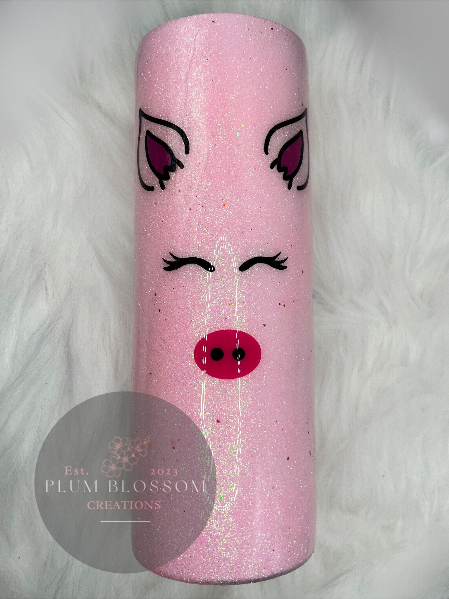 Pink Glitter Pig Face Epoxy Tumbler | Double Wall Insulated | Includes ...