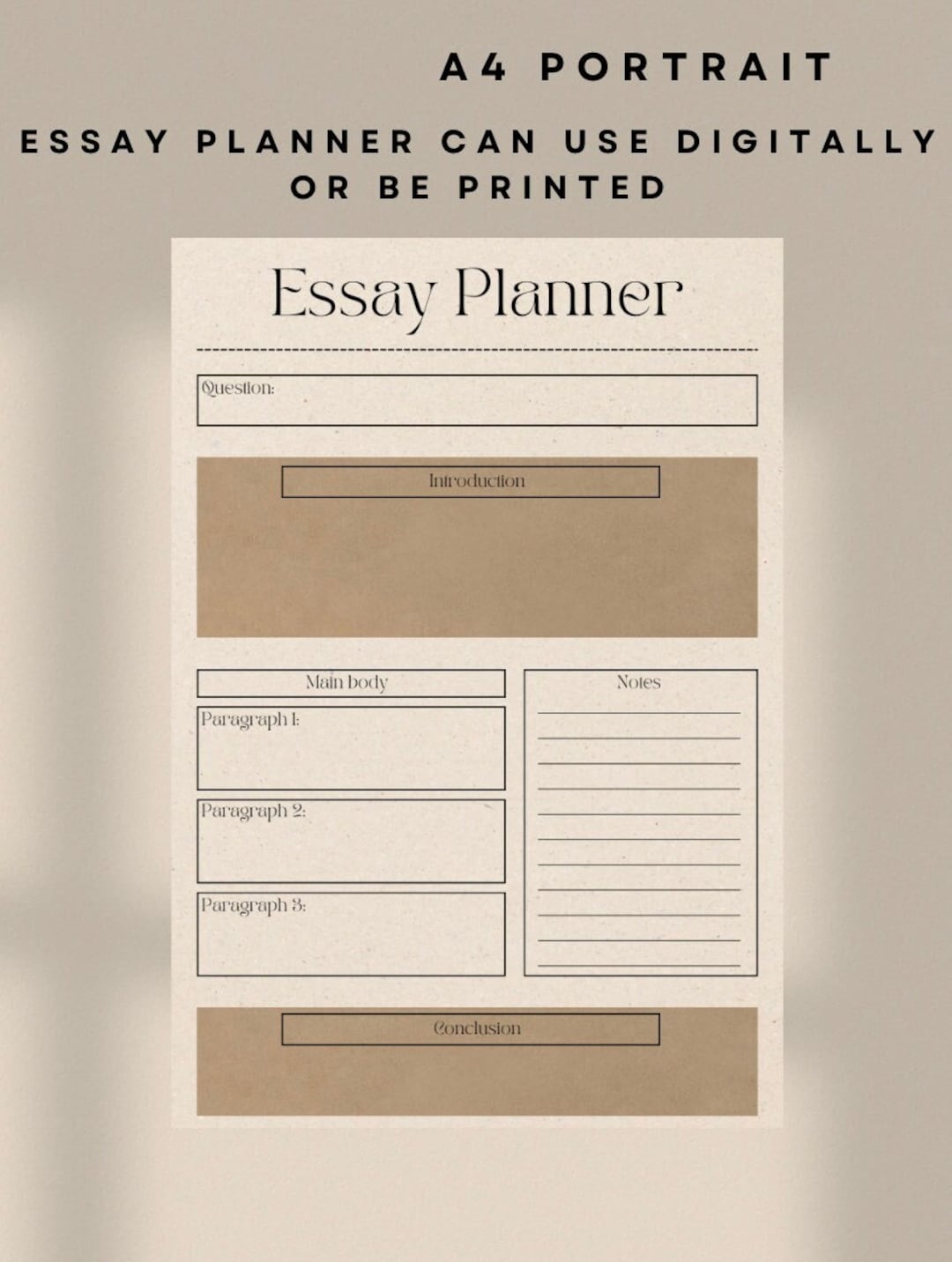 Essay Planner Printable, Instant Download, Minimal Planner, Printable ...