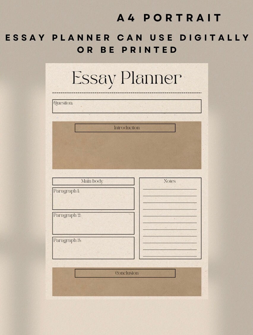 Essay Planner Printable, Instant Download, Minimal Planner, Printable ...