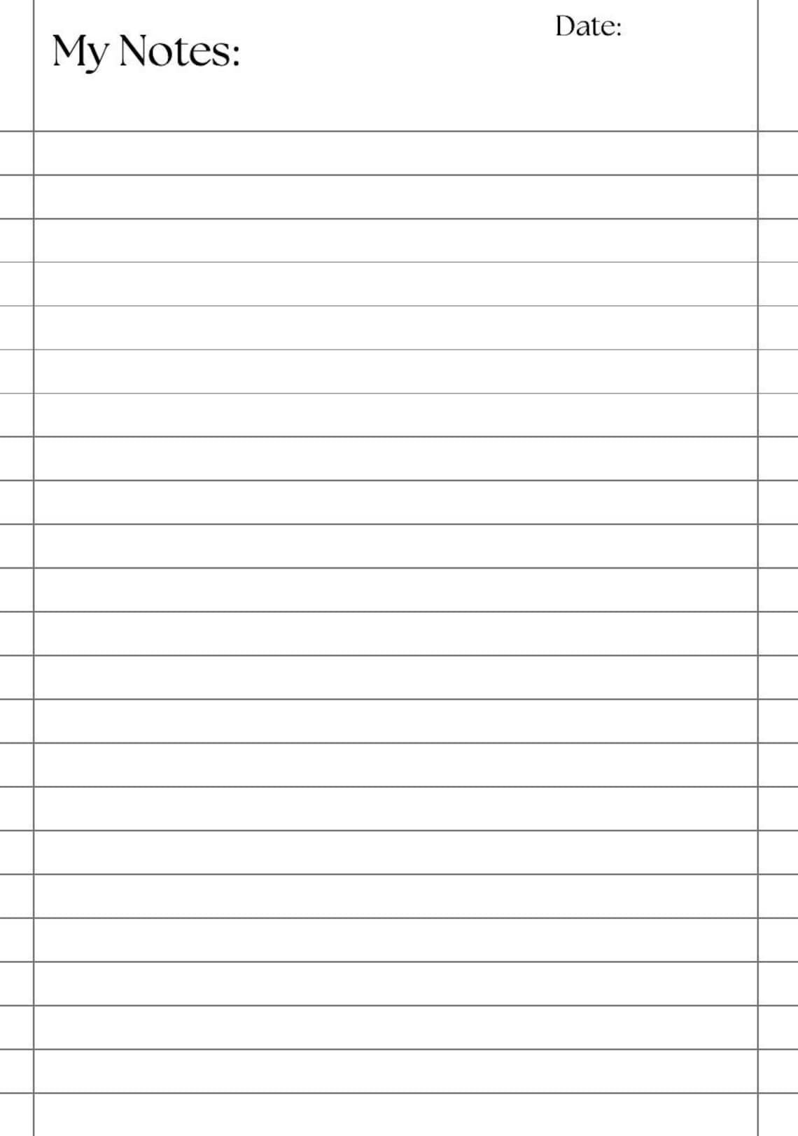 Printable Notes Pages Different Types of Pages Instant - Etsy