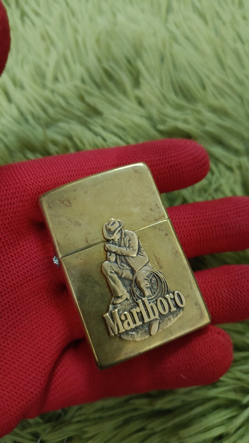 Zippo Rare Marlboro Man Smoking Emblem Brass Used 1996 - Etsy