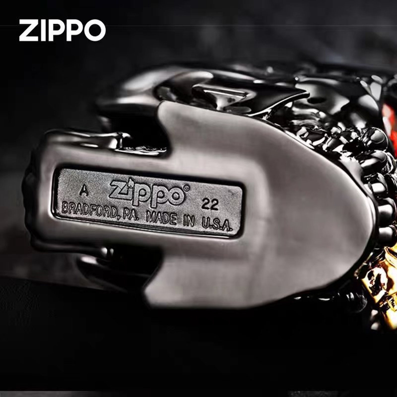 Zippo Very Rare Skull Ghost Rider 3D New in Box Asian Market 3 Colour ...